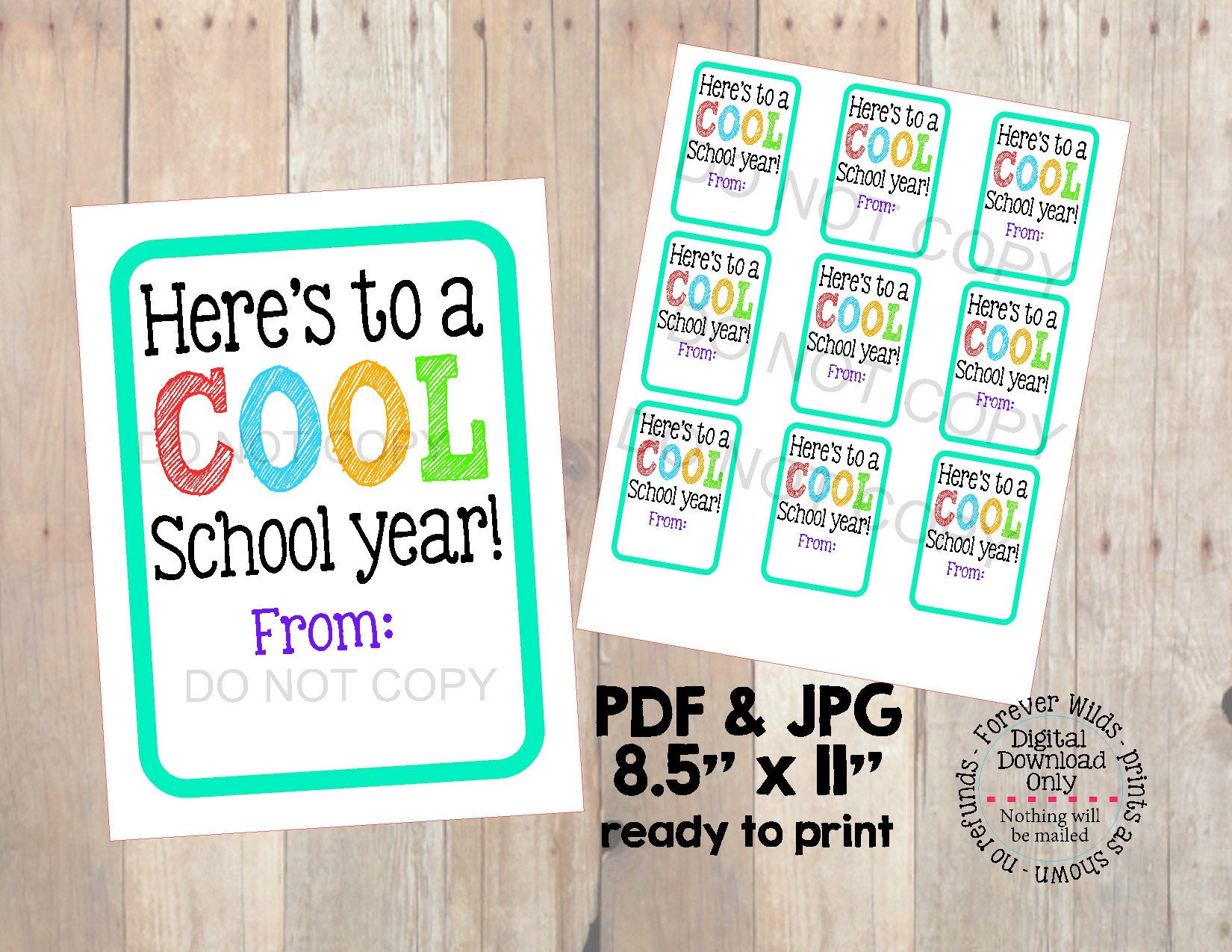 Heres to a Cool School Year - Popsicle Gift Tag - Back to School Tags ...