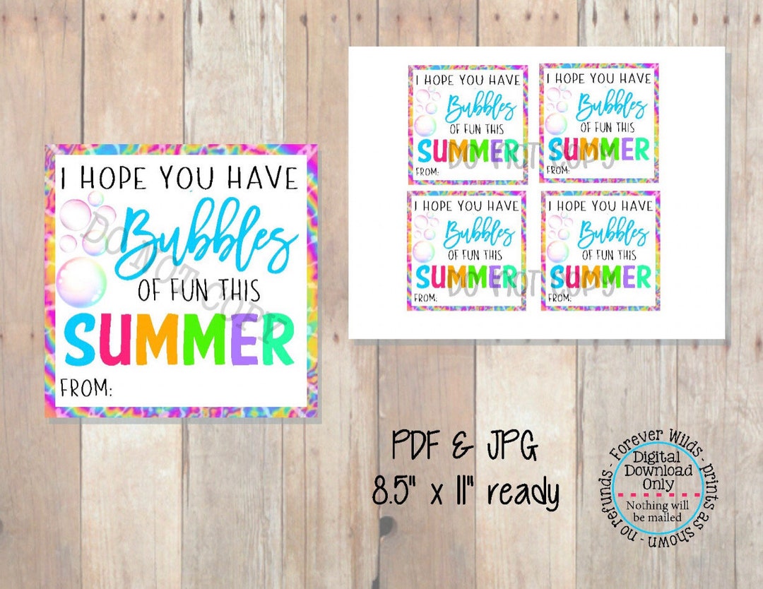 I Hope You Have Bubbles of Fun This Summer Tag - Bubbles Tag - Bubbles ...