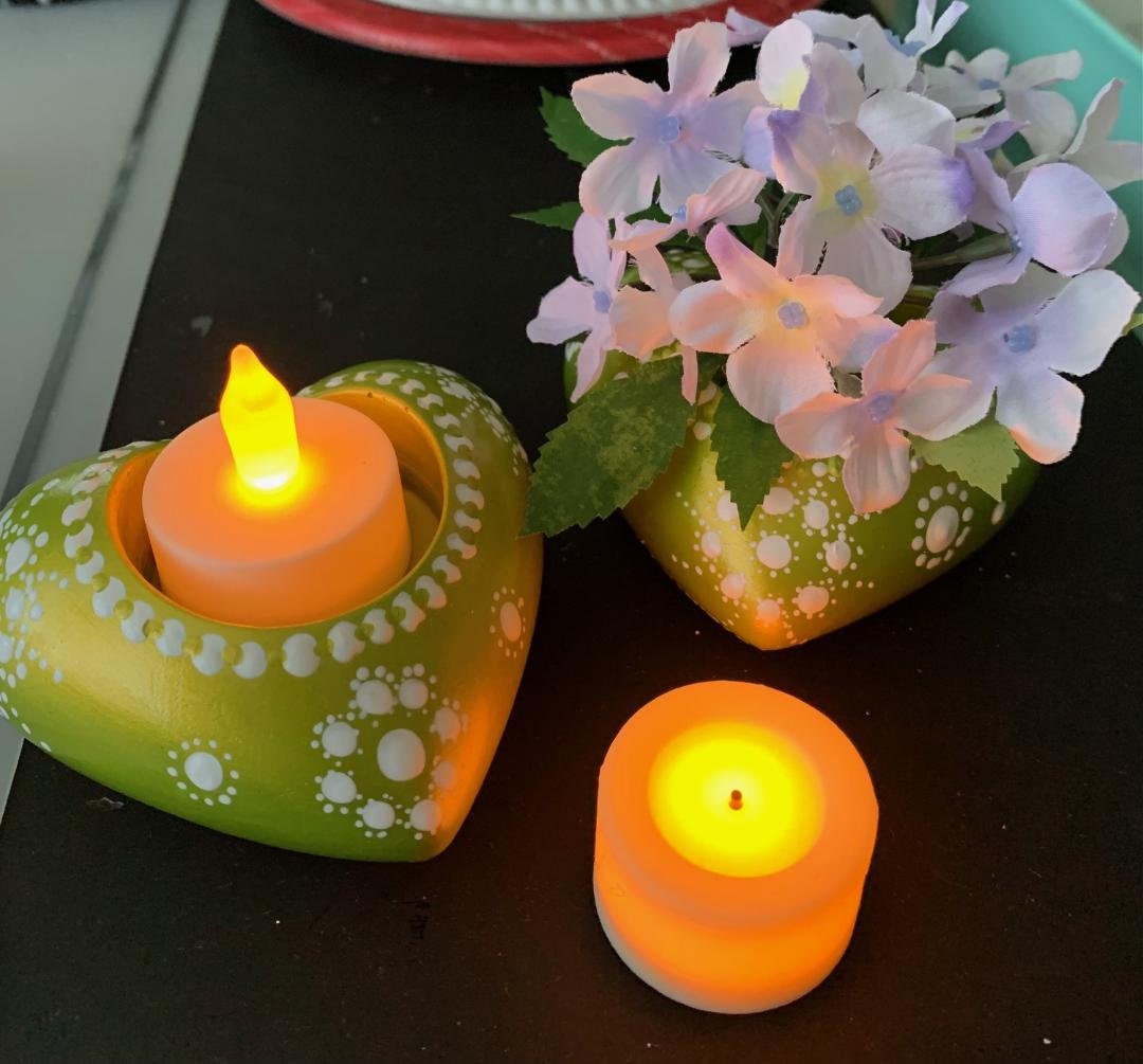 Hand Painted Mandala Heart Shape Tea Light Holder (very Romantic) - Etsy UK