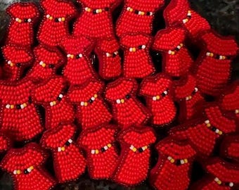 Beaded Red Dress Pin - Etsy Canada