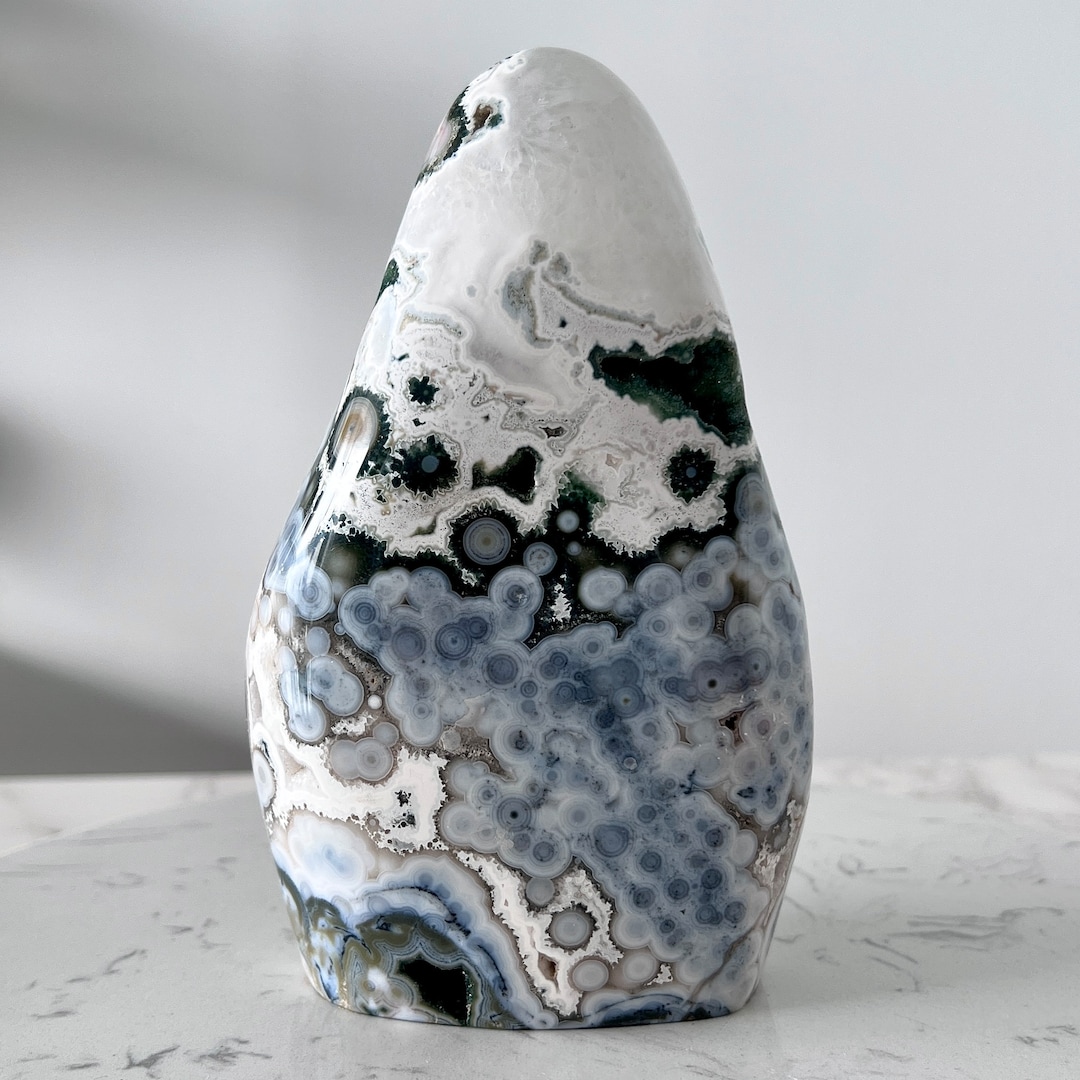 High Grade Blue Green Quartz 8th Vein Orbicular Ocean Jasper Freeform ...