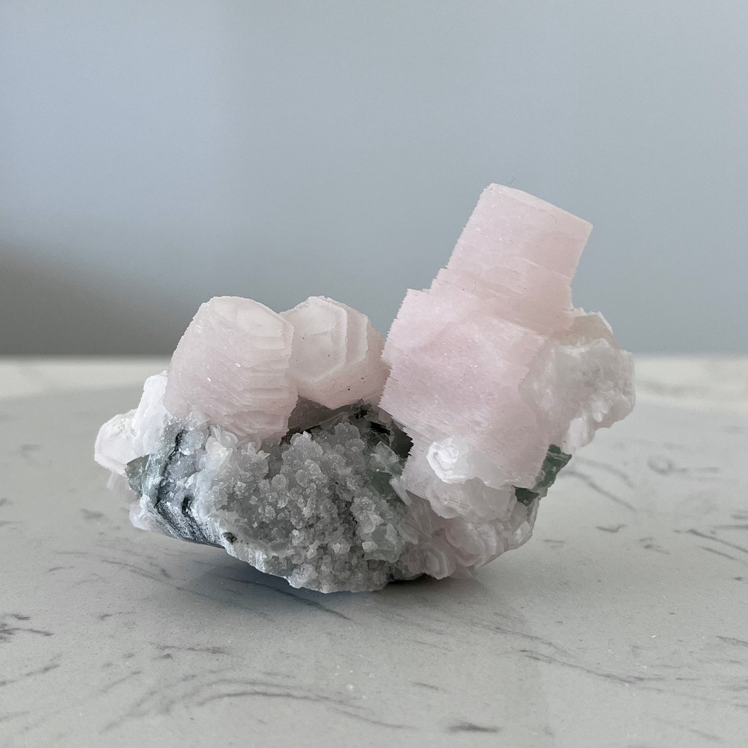 Light Pink Coin Calcite Fluorite Hematite Specimen UV Fluorescent ...
