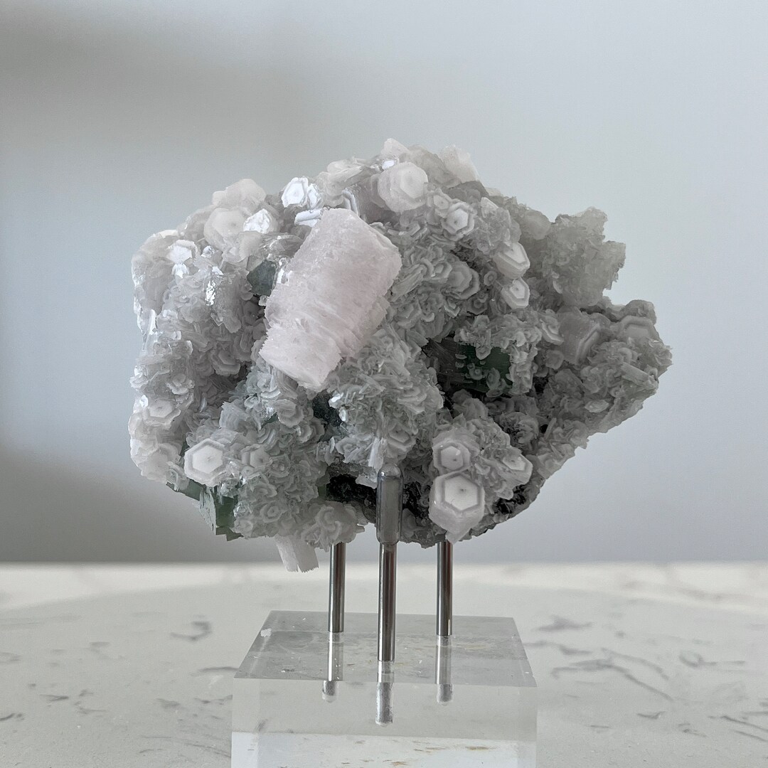 Light Pink Coin Calcite Fluorite Hematite Specimen UV Fluorescent ...