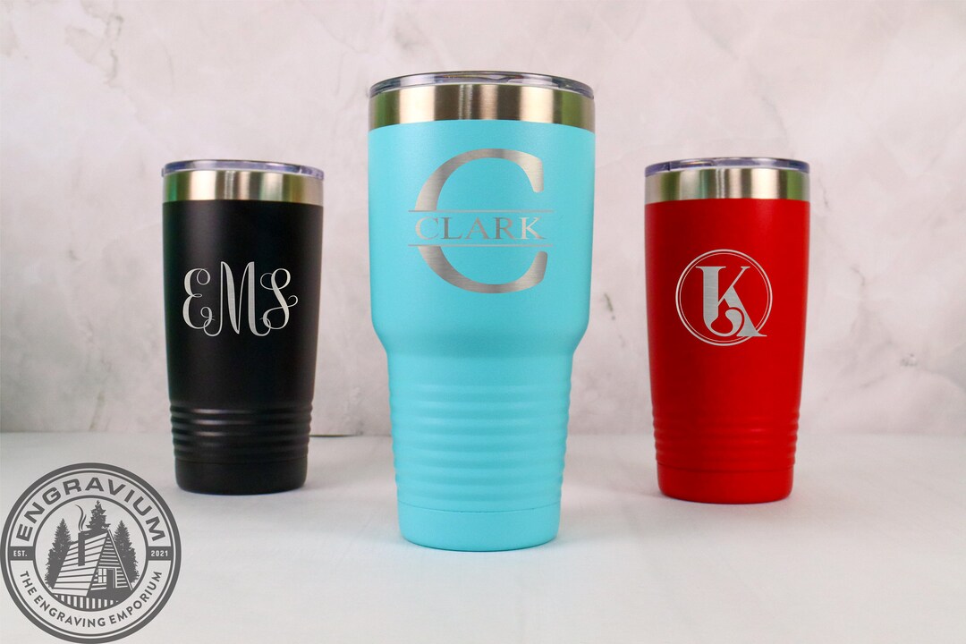 Personalized Monogram Tumbler, 20 Oz or 30 Oz, Laser Engraved Insulated ...