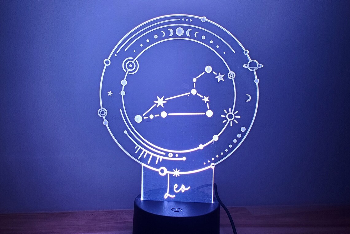 Custom Zodiac LED Sign Personalized Zodiac LED Sign Engraved - Etsy