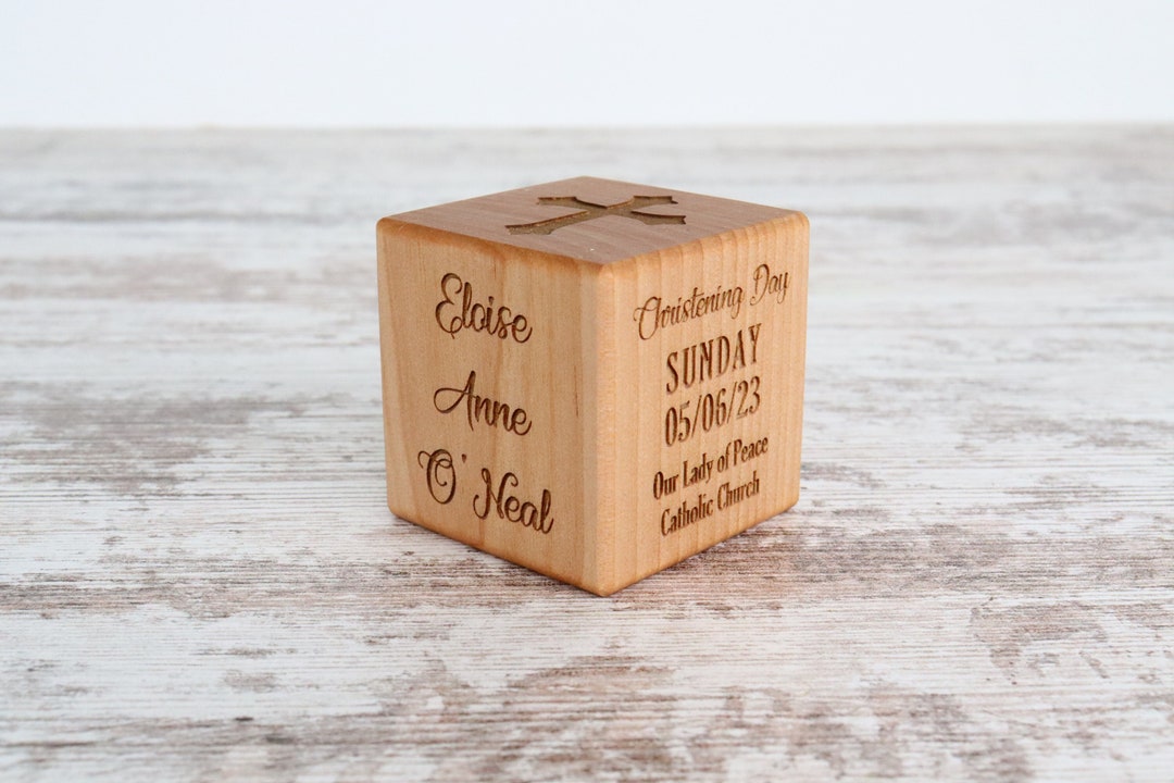 Personalized Christening Maple Wood Block, Baptism Gift - Etsy