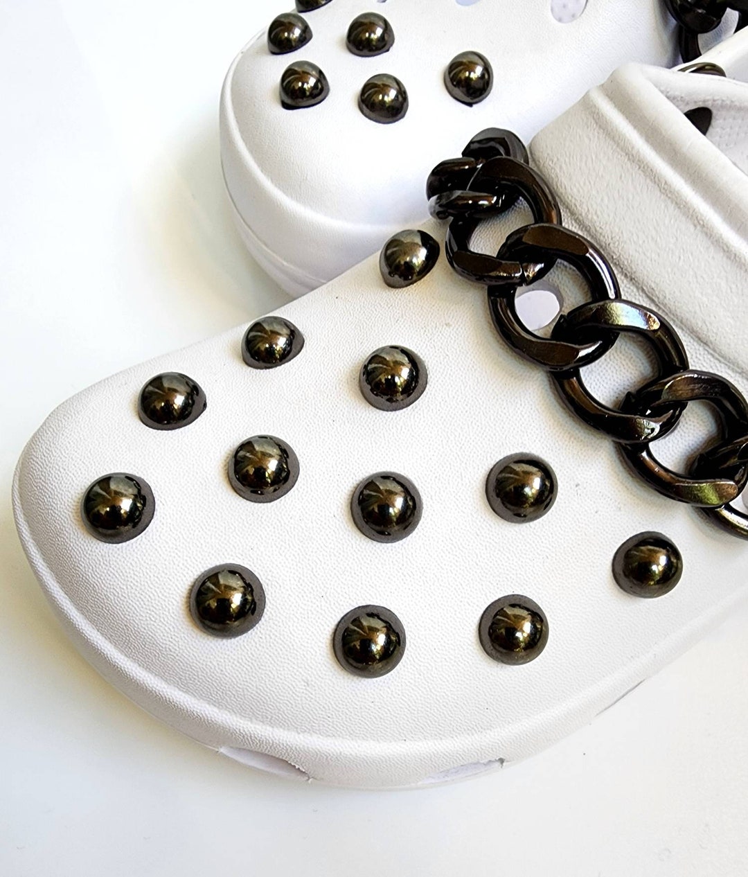 Metal Punk Half Dome Charms and Chains Goth Shoe Charms Metal Spike ...