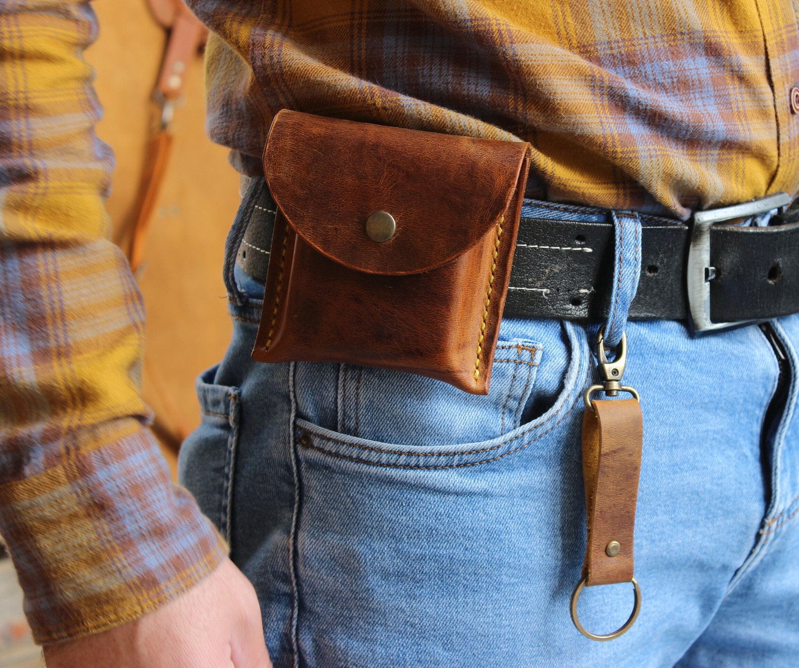 Set of One Phone Holster and Leather Keychain, Leather Z Filp 4 Phone ...