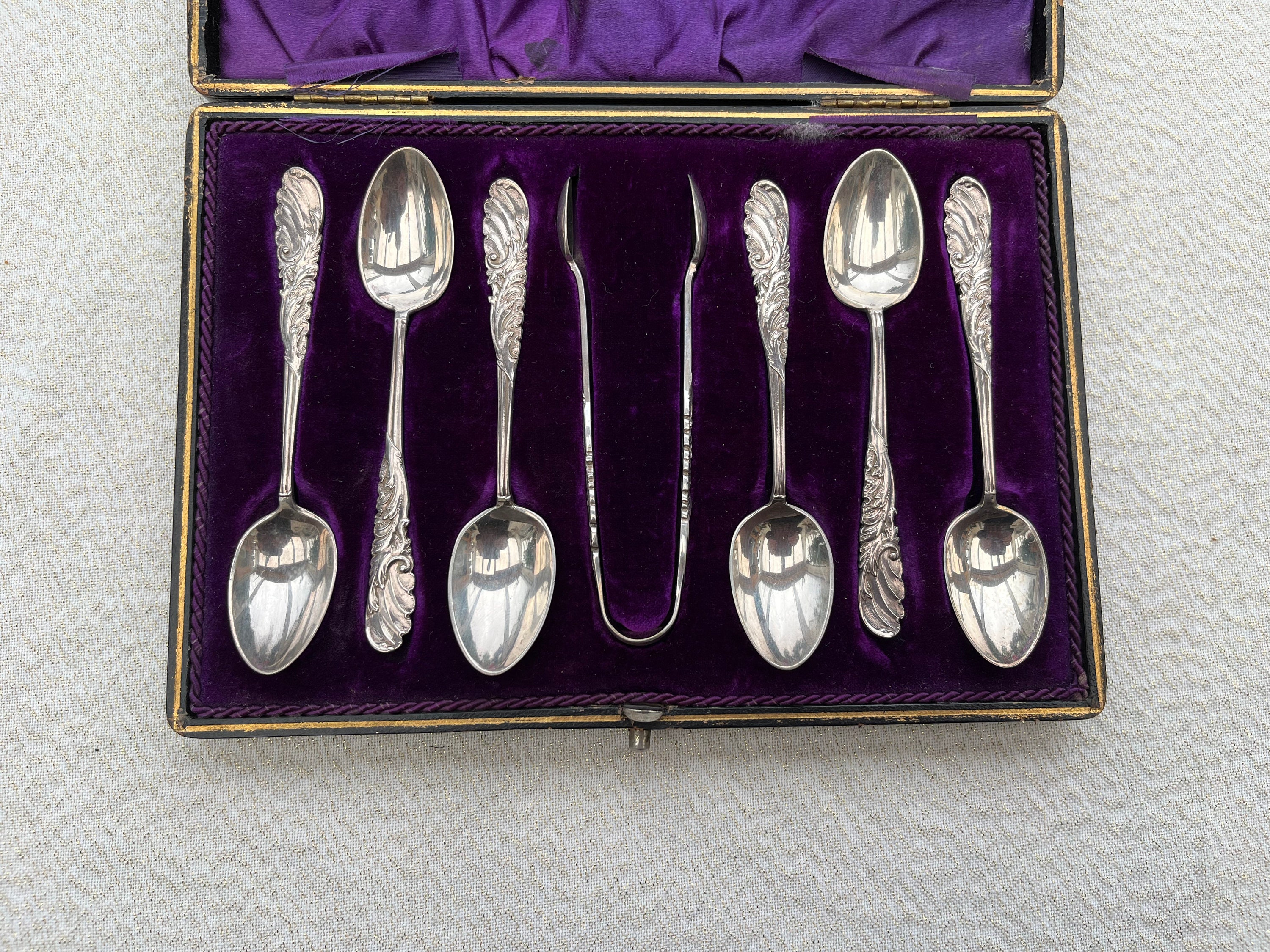 Antique Silver Hallmark Spoons & Tongues Made by Walker and Hall of ...