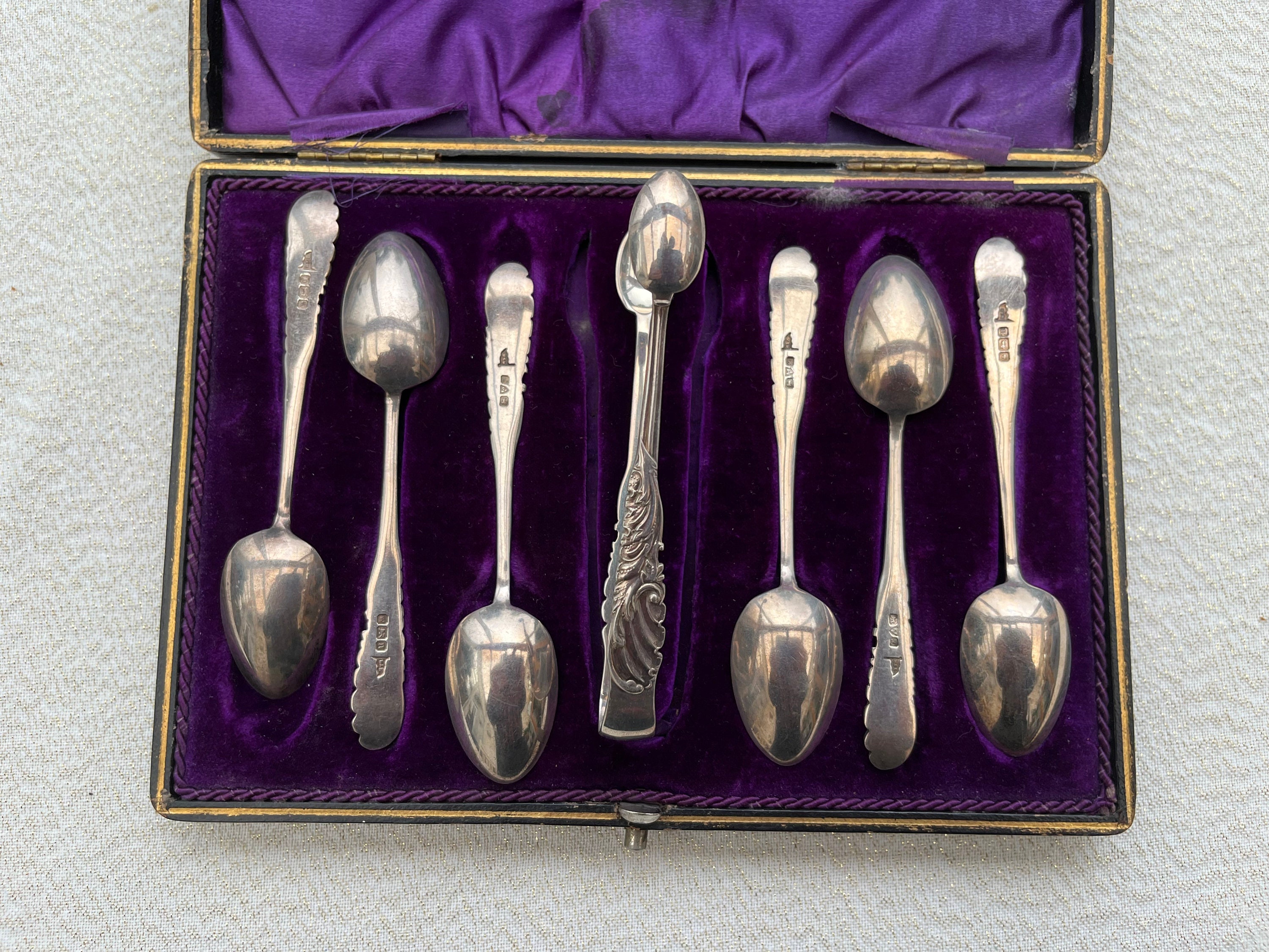 Antique Silver Hallmark Spoons & Tongues Made by Walker and Hall of ...
