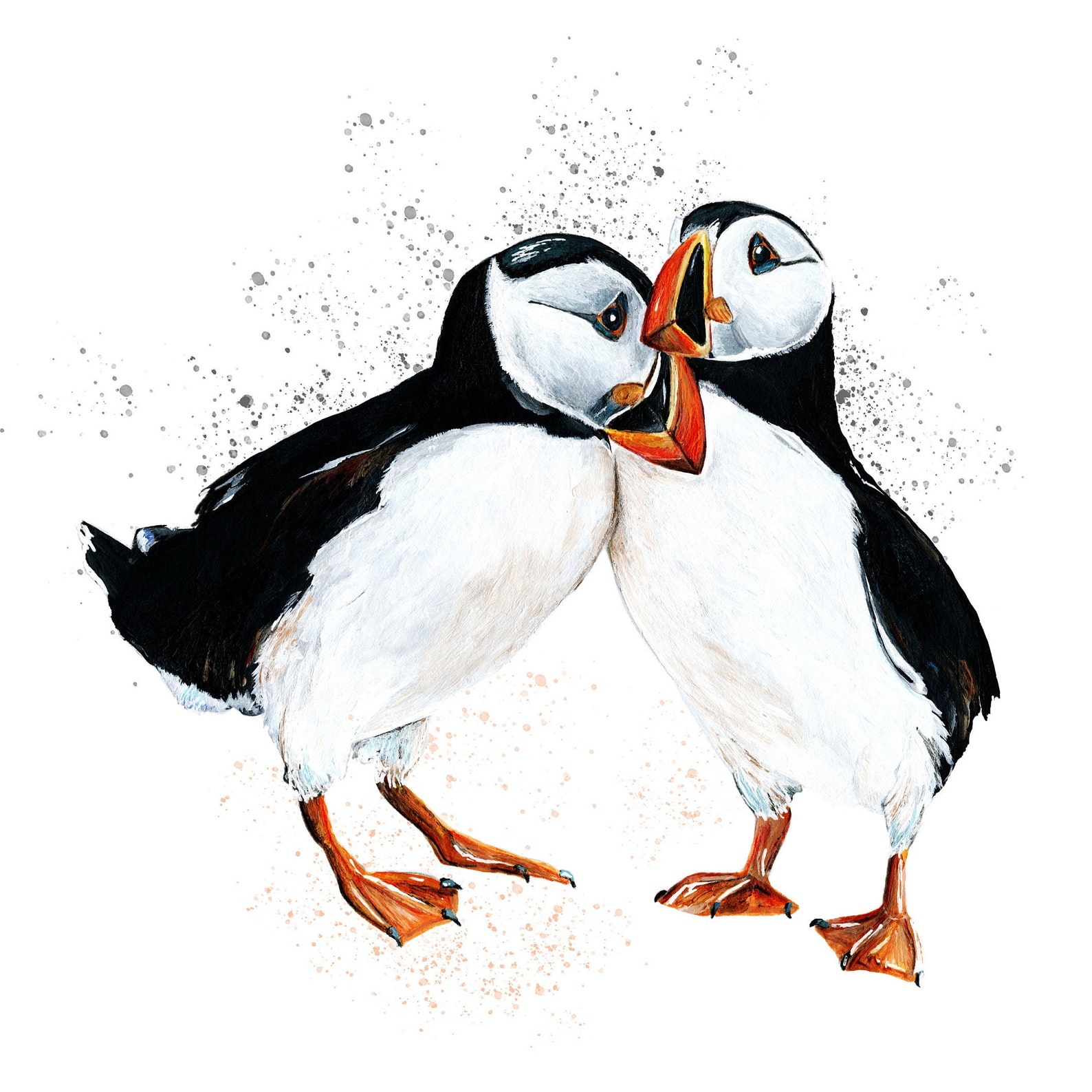 A Pair of Puffins Print Puffin Painting Wall Art Wildlife - Etsy
