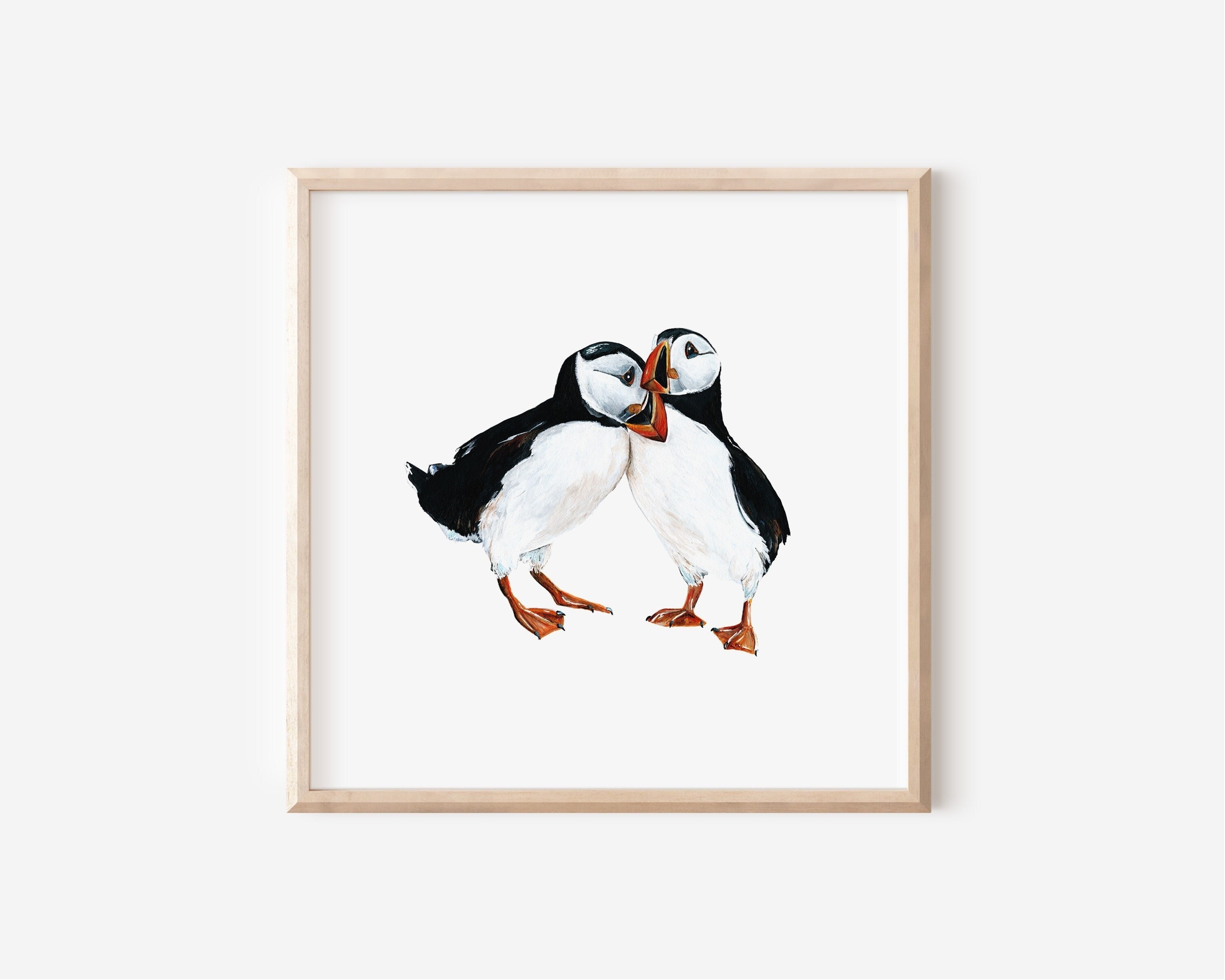 A Pair of Puffins Print Puffin Painting Wall Art Wildlife | Etsy