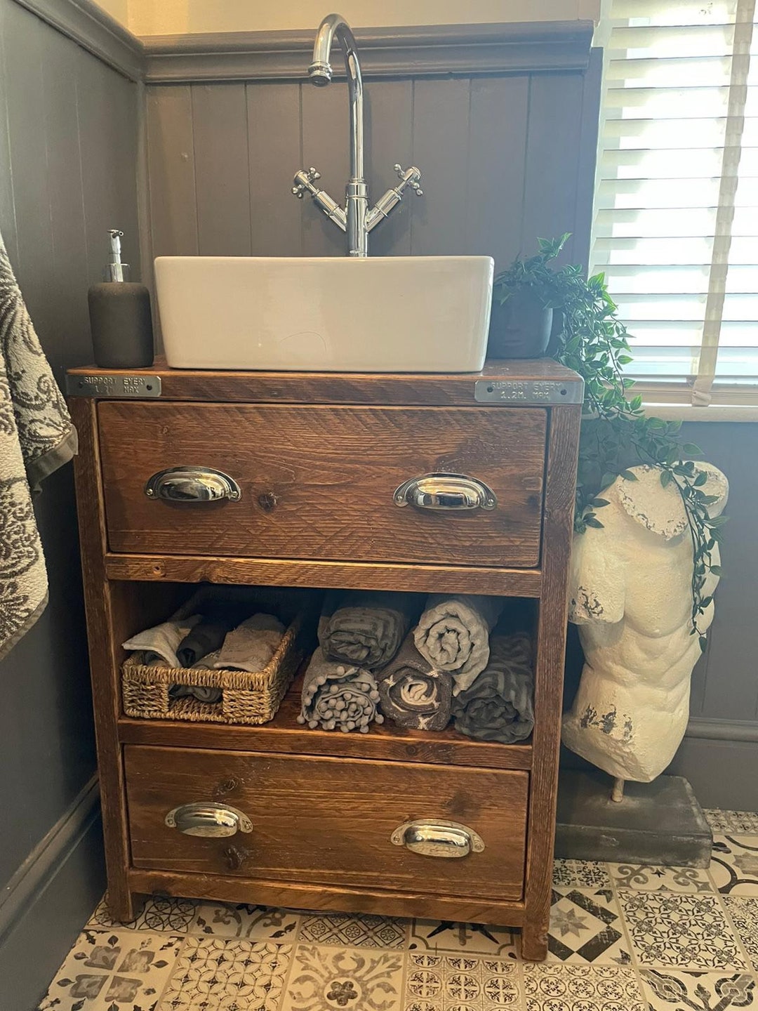 WALLINGTON Reclaimed Wood Rustic Bathroom Vanity Unit - Etsy