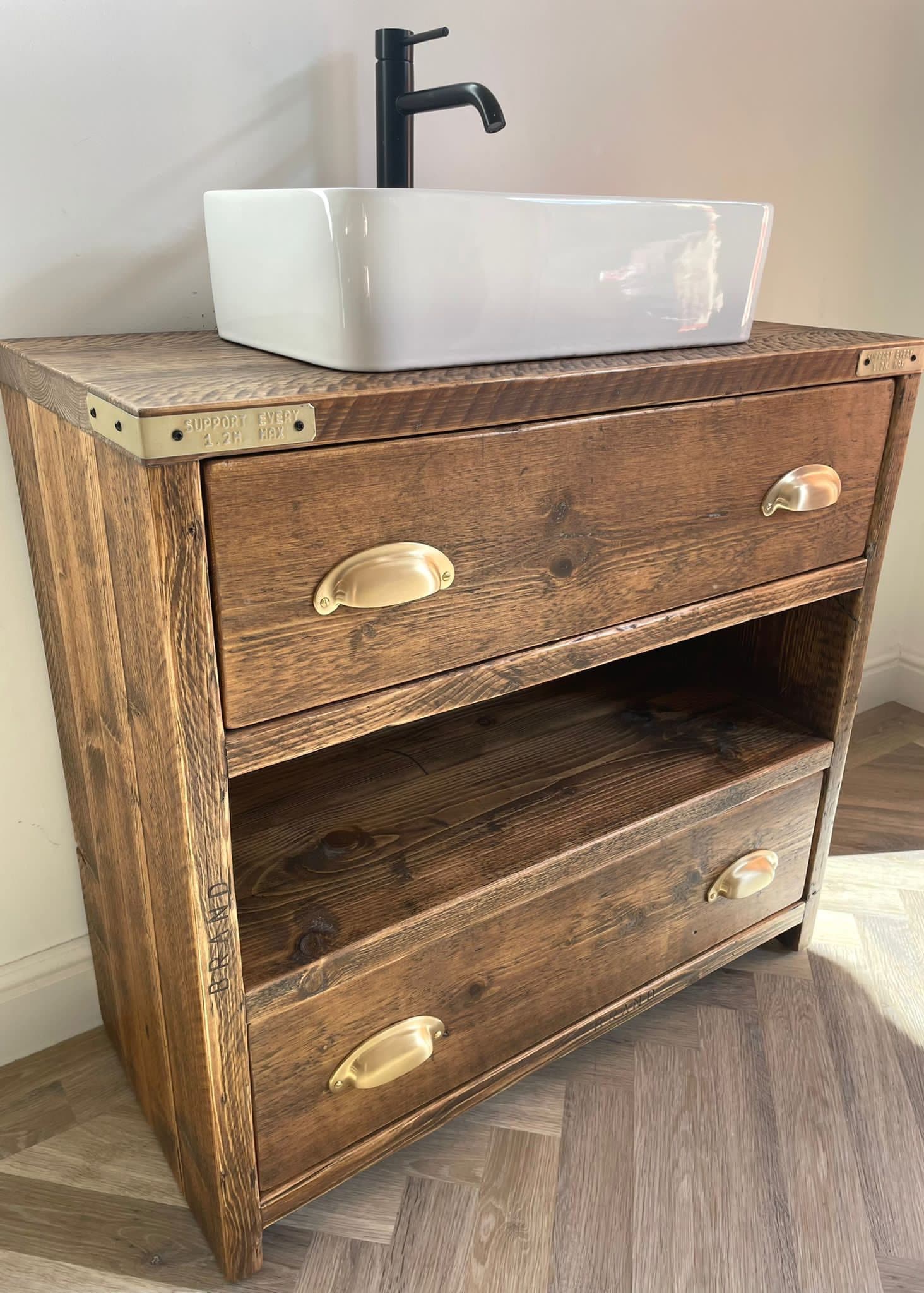 WALLINGTON Reclaimed Wood Rustic Bathroom Vanity Unit - Etsy UK