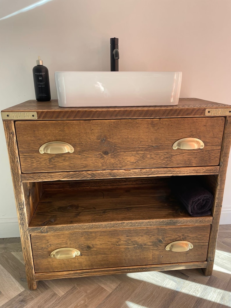 WALLINGTON Reclaimed Wood Rustic Bathroom Vanity Unit - Etsy UK