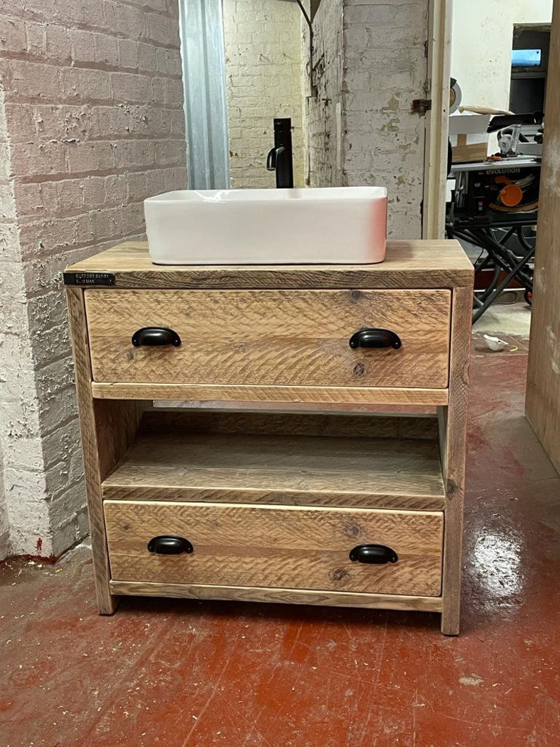WALLINGTON Reclaimed Wood Rustic Bathroom Vanity Unit - Etsy UK