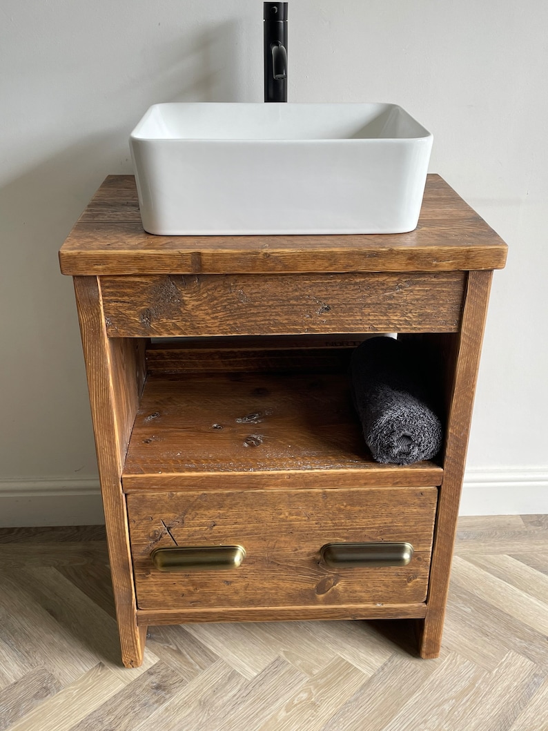TIMPERLEY Reclaimed Wood Rustic Bathroom Vanity Unit - Etsy