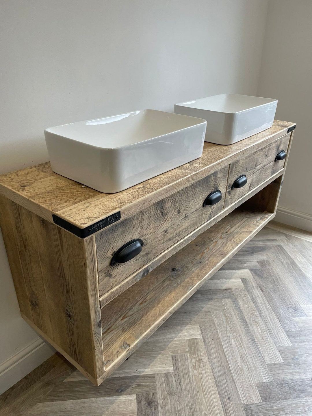 WINCHESTER DOUBLE Reclaimed Wood Rustic Vanity Unit - Etsy UK