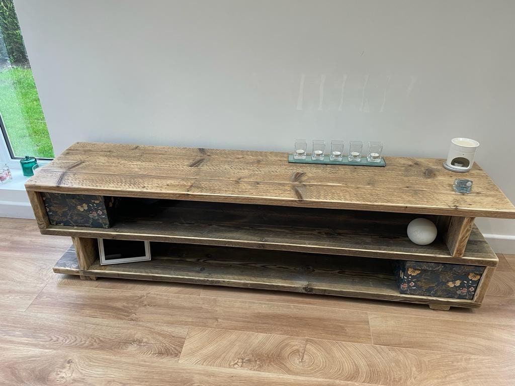 HEXHAM Rustic Reclaimed Solid Wood TV Unit | Rustic | Custom Size ...