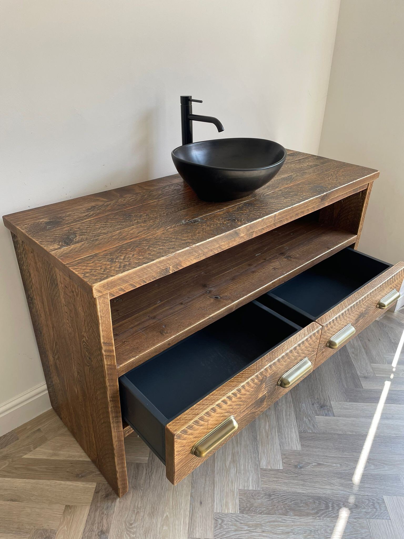 GREENWICH Reclaimed Wood Rustic Double Vanity Unit - Etsy UK