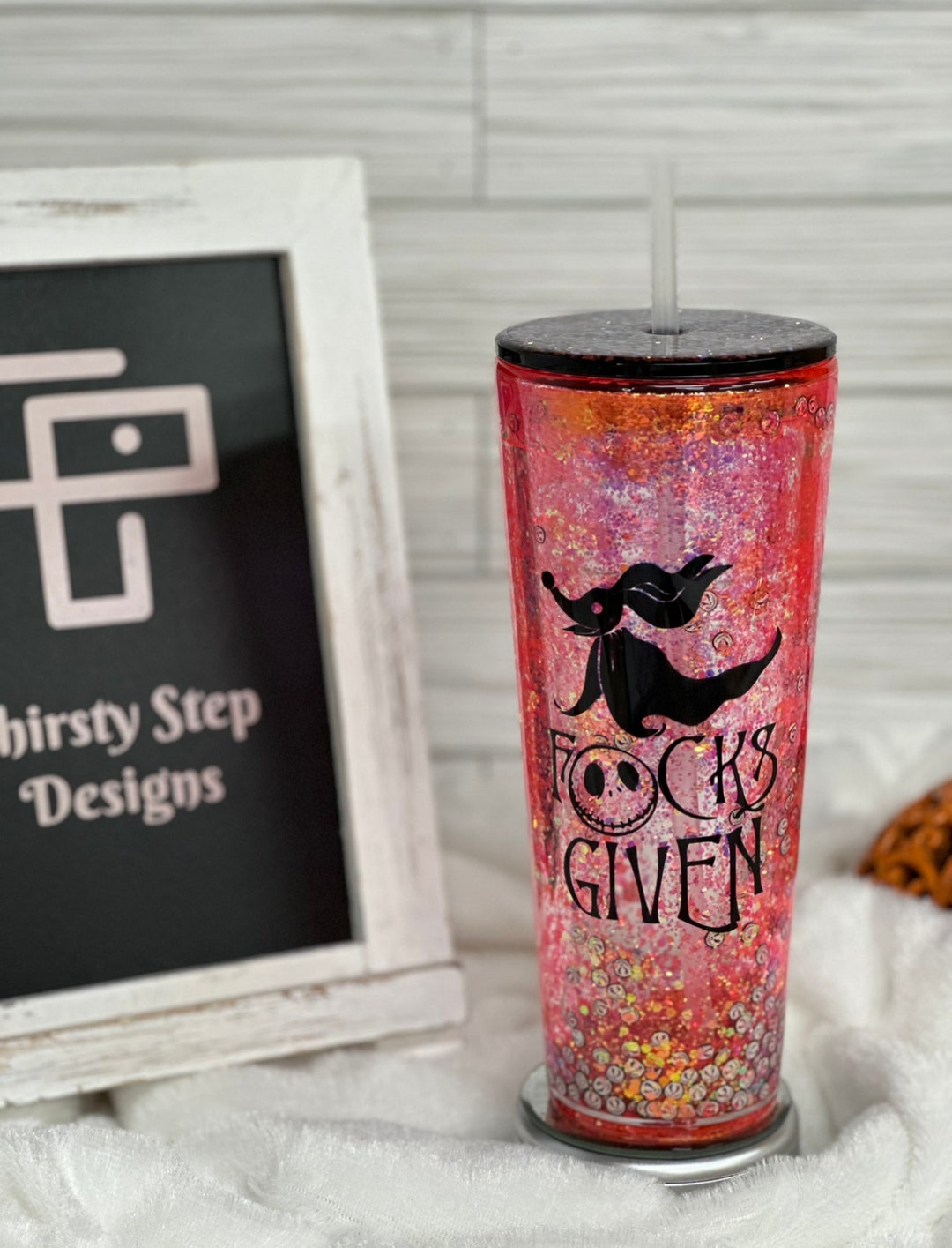 Zero Fcks Given Snow Globe Glitter Acrylic Tumbler - Etsy