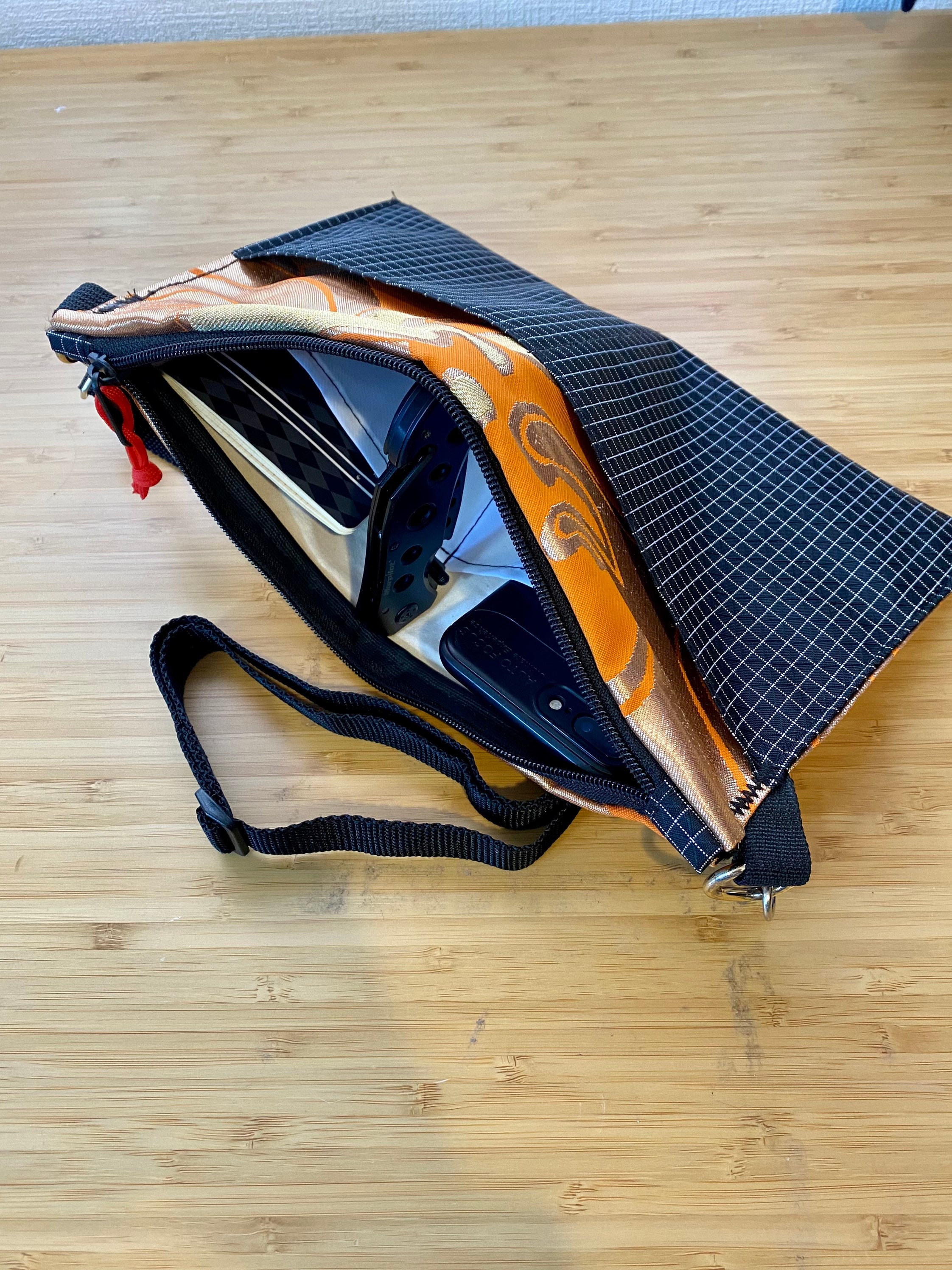 Shoulder Sling Bag Made of Gridstop Dyneema & Vintage Deadstock Japanese Kimono Obi - Etsy