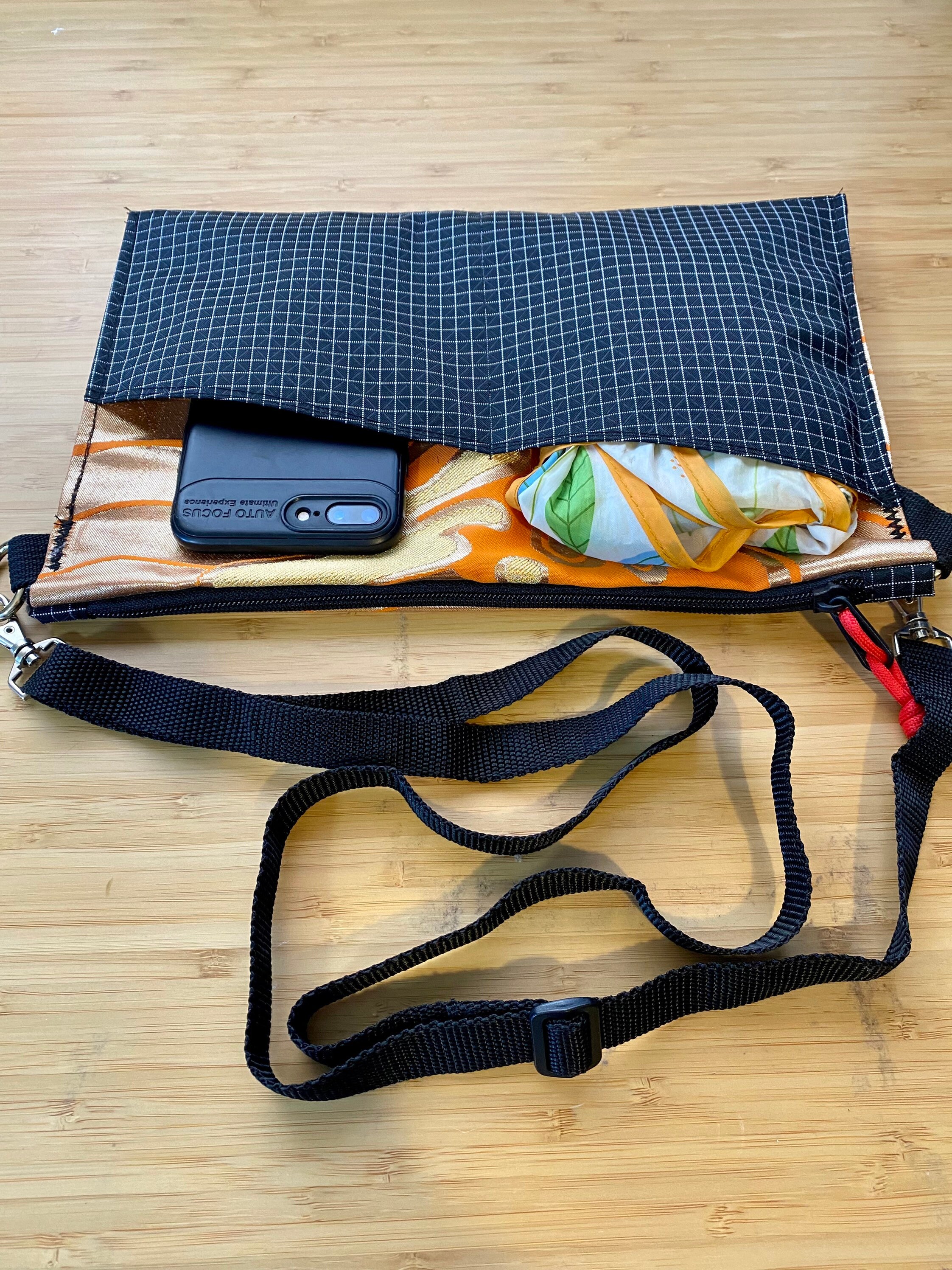 Shoulder Sling Bag Made of Gridstop Dyneema & Vintage Deadstock Japanese Kimono Obi - Etsy