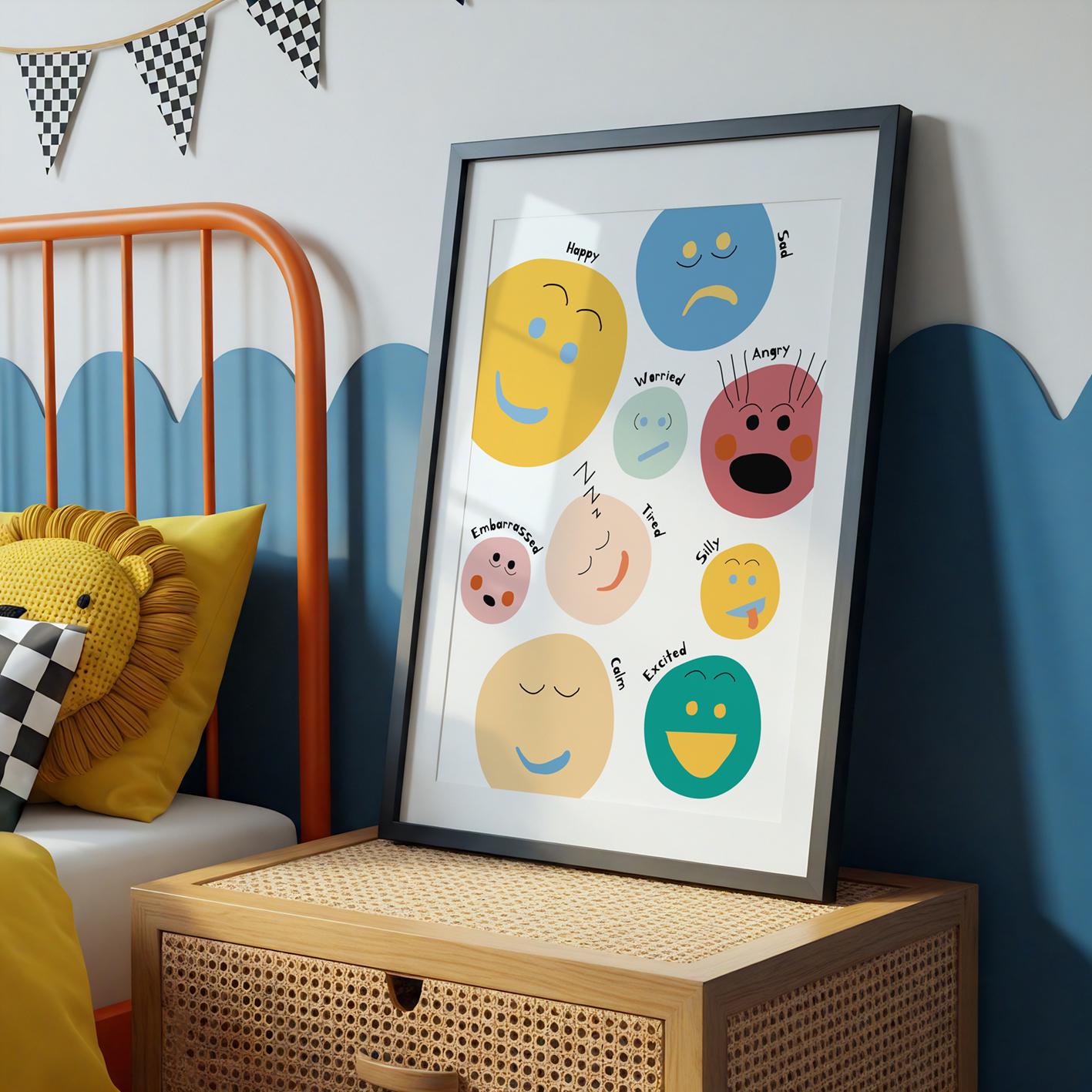 Feelings Print, Educational Poster, Smiley Face, Colourful Kids Decor ...