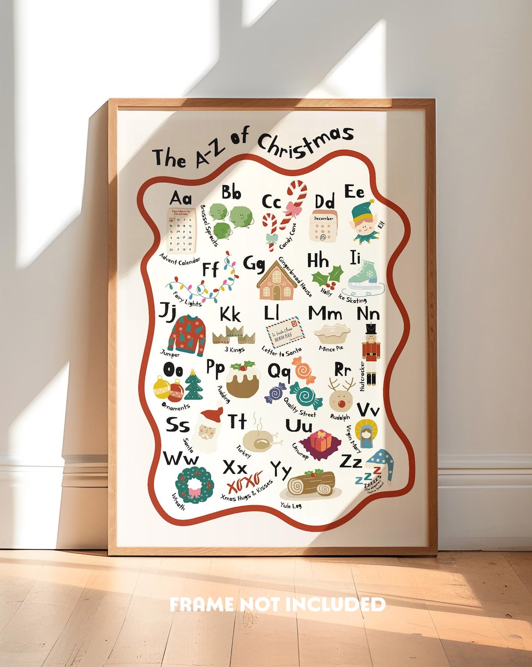 The Alphabet, Christmas Poster, Holiday Wall Art, Xmas Decor, ABC ...