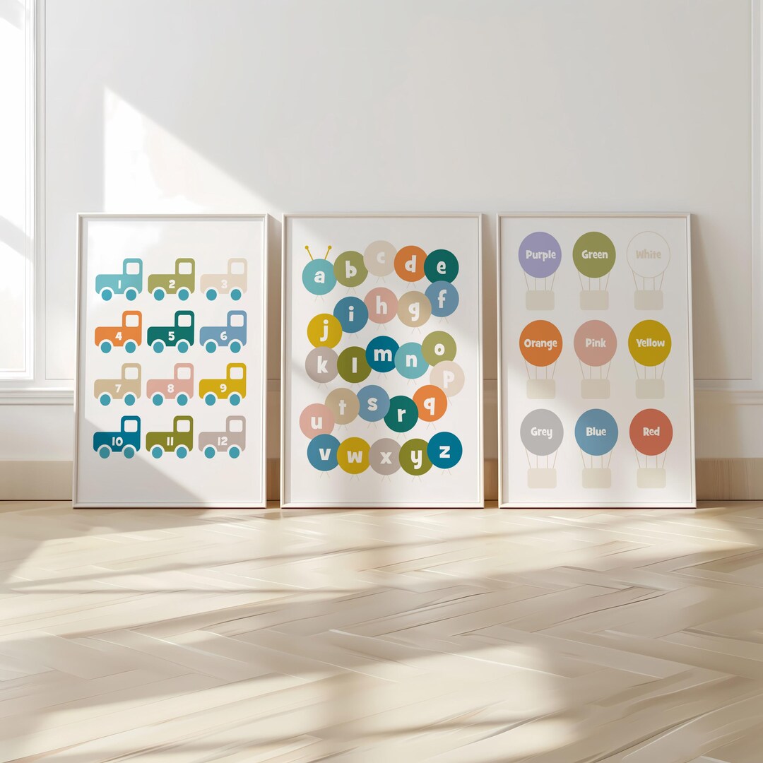 Educational Wall Art, Set of 3 Kids Print, Toddler Wall Decor, Nursery ...