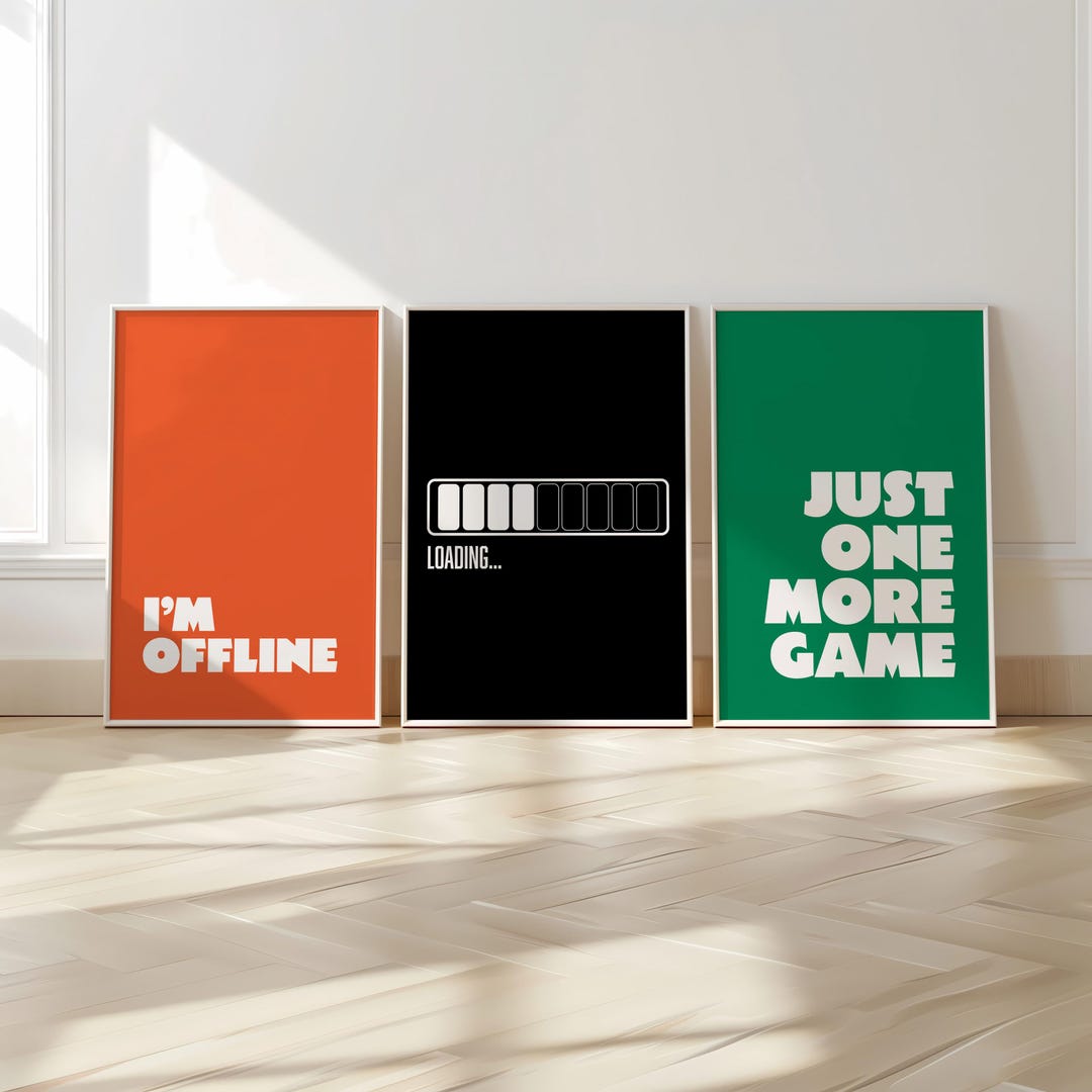 Teen Boy Bedroom, Gaming Prints, Set of 3, Cool Kids Print, Gaming Room ...
