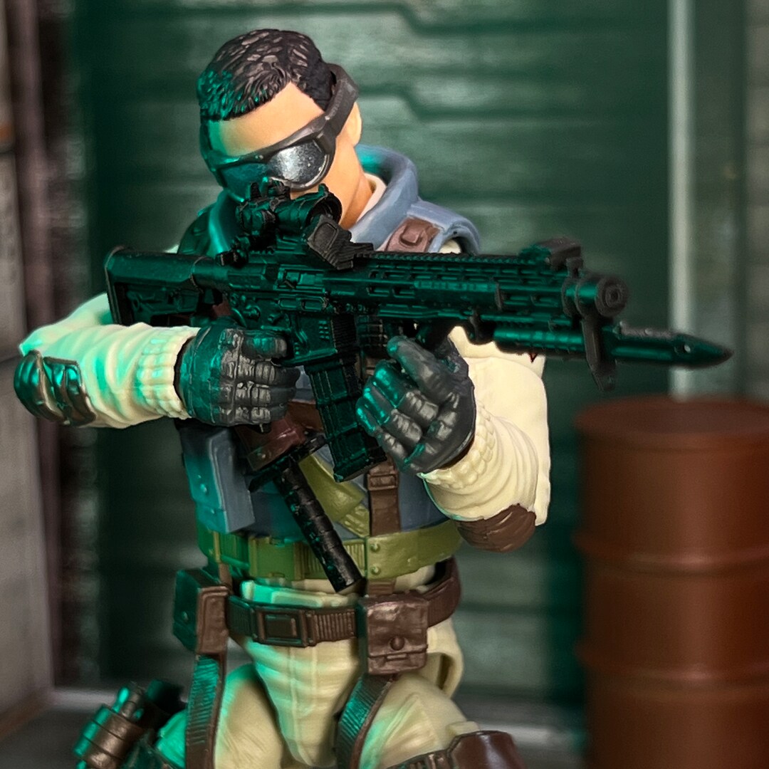 M4 Long Barrel DMR Bayonet With ACOG Reflex Hybrid Sight 1:12 Scale Toy ...