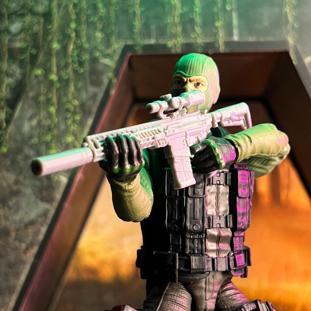 MB MCX S2 Spear Sniper Scope Suppressor Assault Rifle 1:12 Scale Toy ...