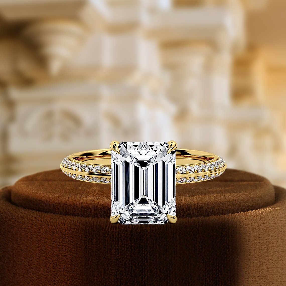 1 Ct Emerald Cut Lab Grown Diamond Solitaire Engagement Ring, Solid 14K ...
