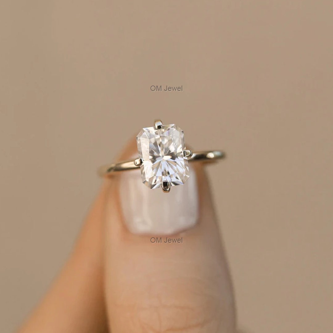 3 CT Radiant Cut Lab Grown Diamond Ring, E/VS2 Lab Created Diamond ...