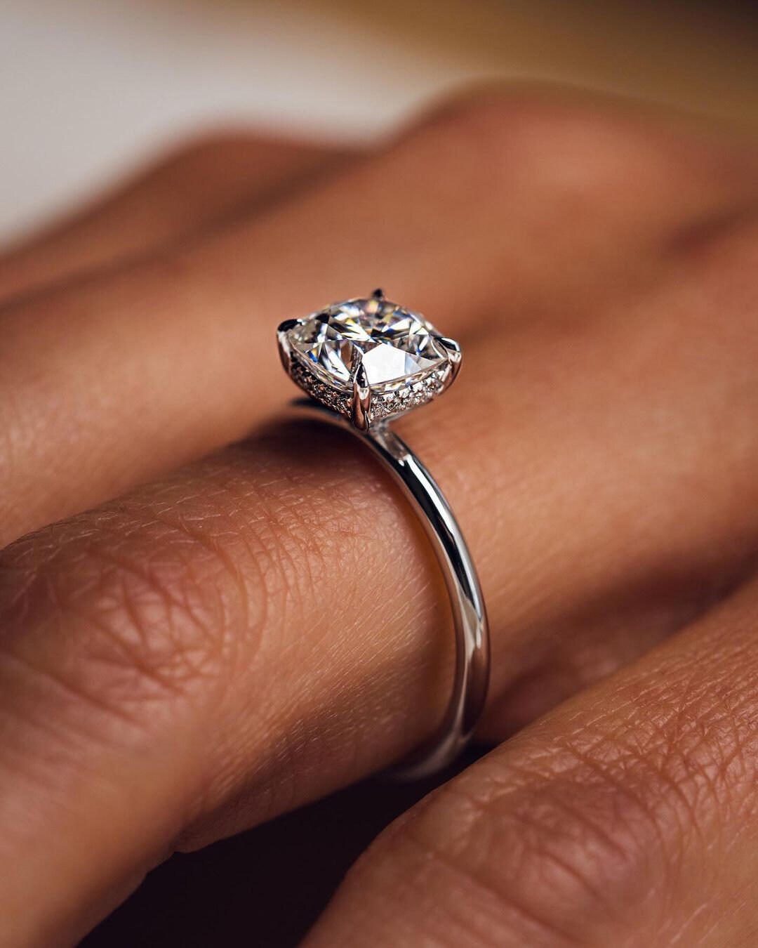 1.5 CT Cushion Cut Lab Grown Diamond Engagement Ring, IGI Certified F ...