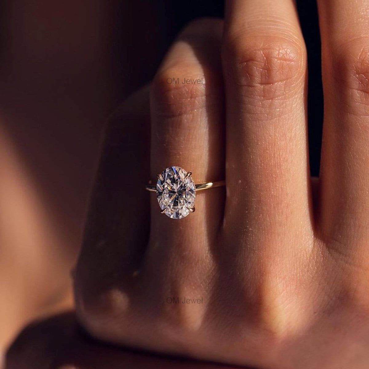 3 CT Oval Cut Diamond Hidden Halo Engagement Ring, F/VS1 IGI Certified Lab Grown Diamond Ring ...