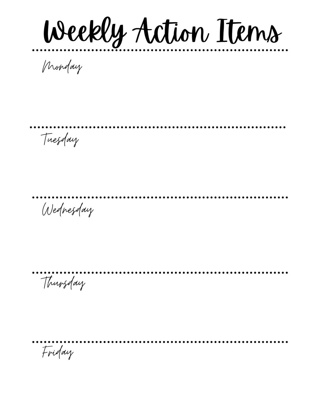 Dotted Weekly Action Item List, Instant Download - Etsy