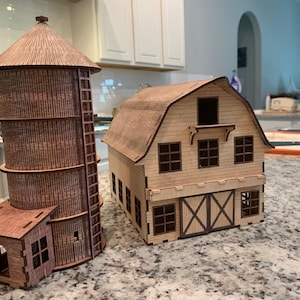 Digital Download, Miniature Barn and Silo, Laser Cut, Glowforge, Farm ...