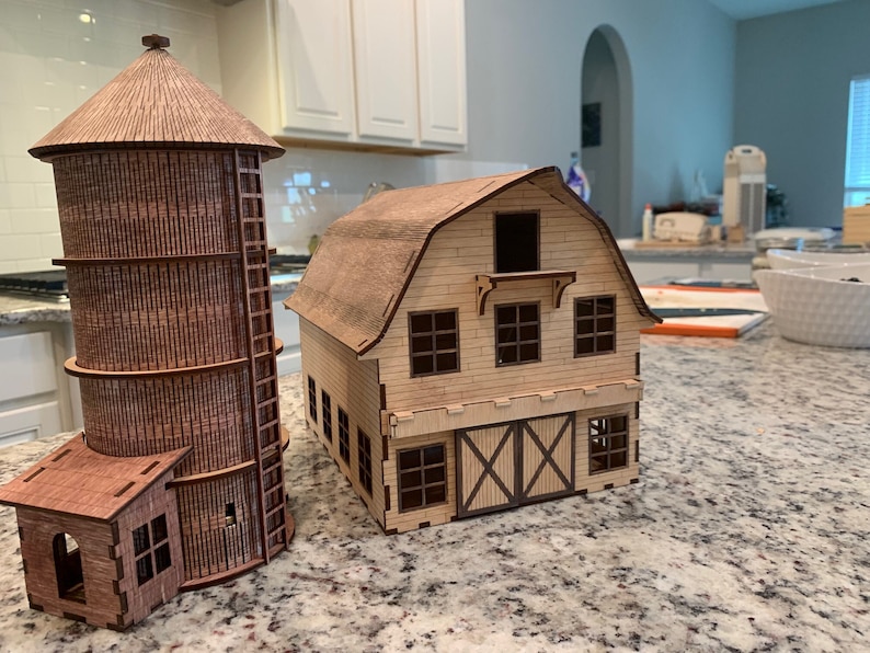 Digital Download Miniature Barn and Silo Laser Cut - Etsy