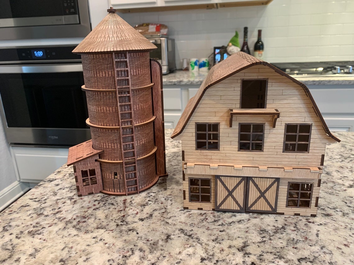 Digital Download Miniature Barn and Silo Laser Cut - Etsy
