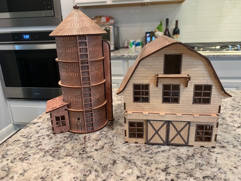 Digital Download Miniature Barn and Silo Laser Cut - Etsy