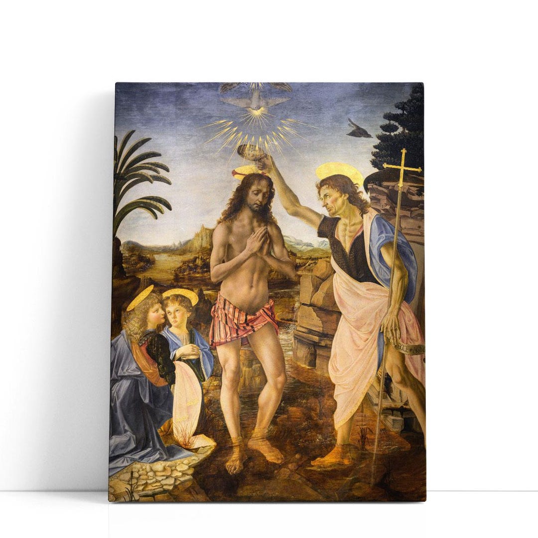 Leonardo Da Vinci Painting, Baptism of Christ, 1470-1480 | Canvas Print ...