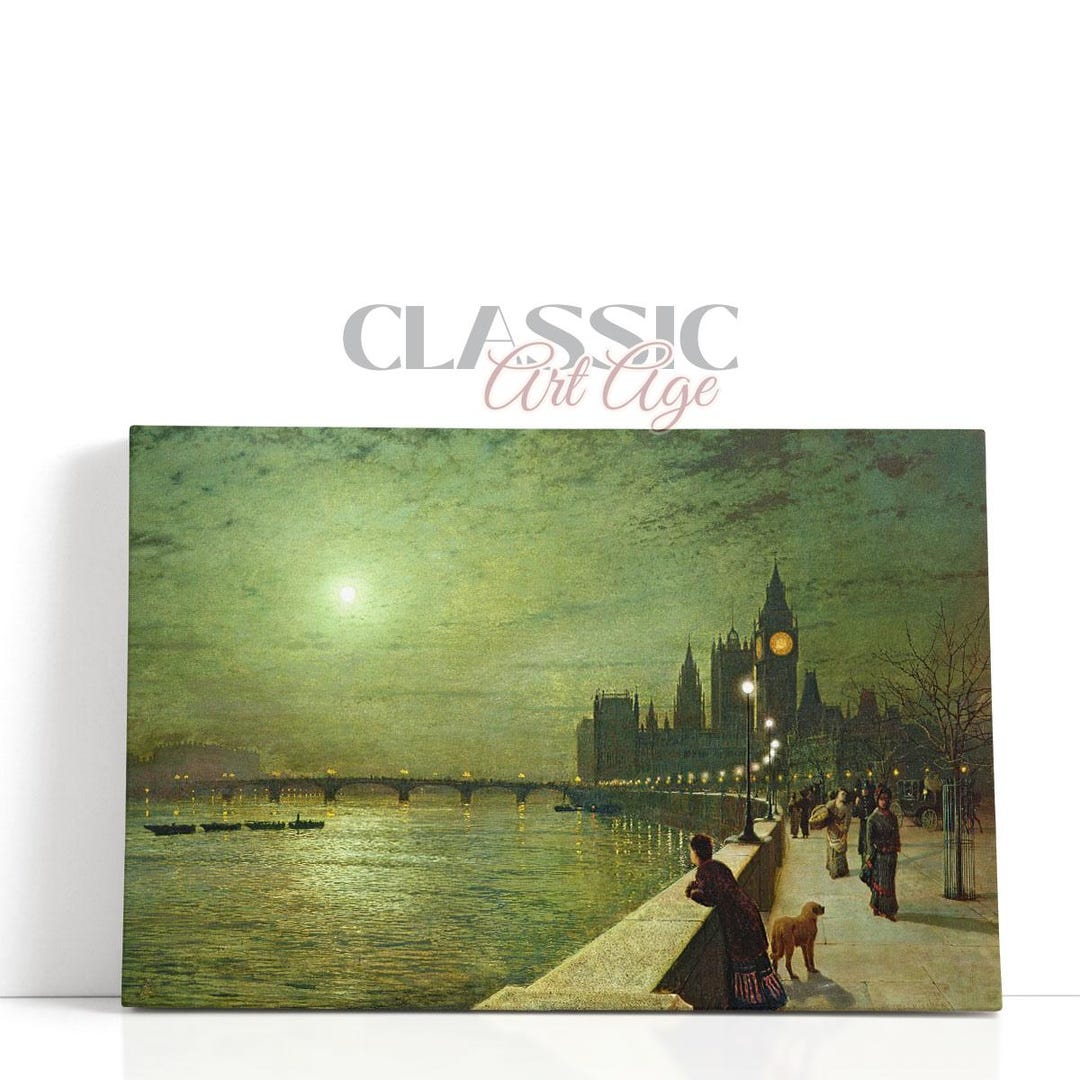 John Atkinson Grimshaw Painting, Reflections on the Thames, Westminster ...