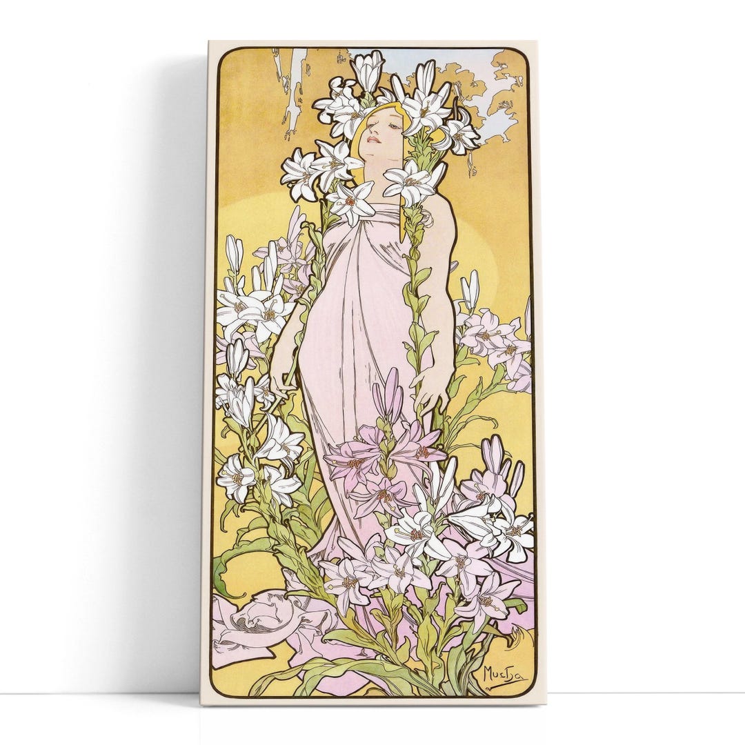 Alphonse Mucha Artwork, the Flowers, Lily, 1898 | Canvas Print Wall Art ...
