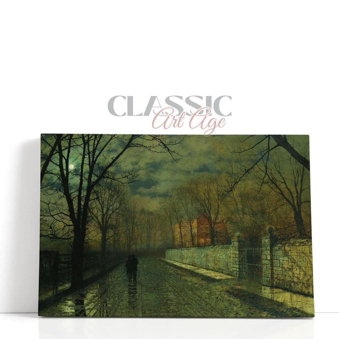 John Atkinson Grimshaw Art, Figures in A Moonlit Lane After Rain ...
