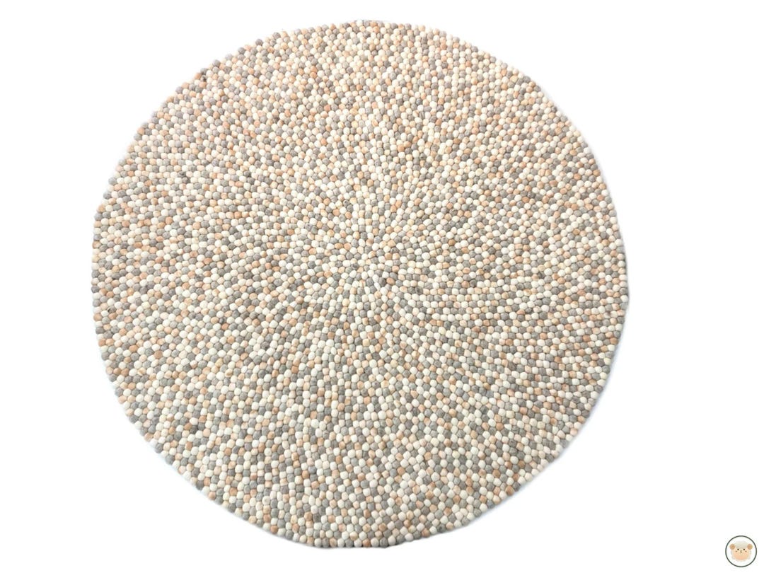 Neutral Wool Felt Ball Rug, Round Handmade Carpet - Etsy