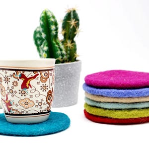 Handmade Wool Felt Coasters, Set of 4, Housewarming Gift - Etsy