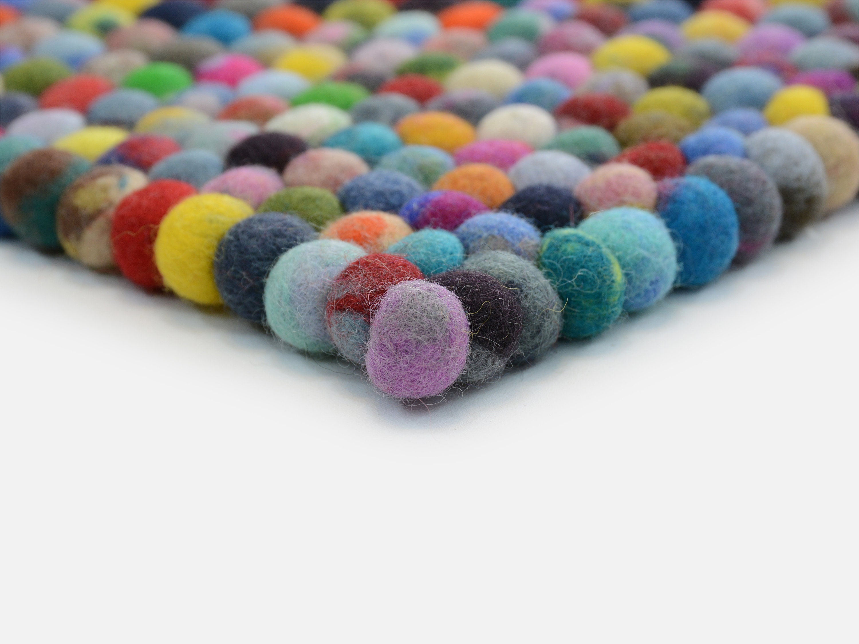 Multi Color Tie Dye Felt Ball Rug Handmade Wool Ball Rugs - Etsy