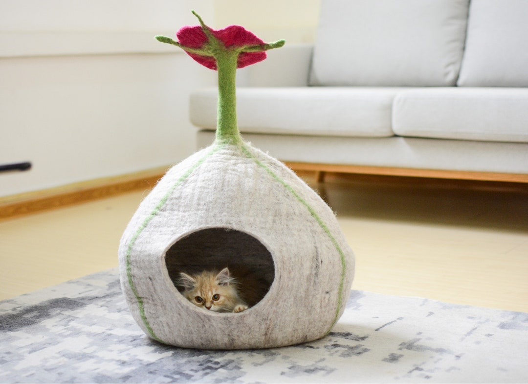 Floral Cat Cocoon Woolen Cat Furniture Handmade With Love Premium Cat ...